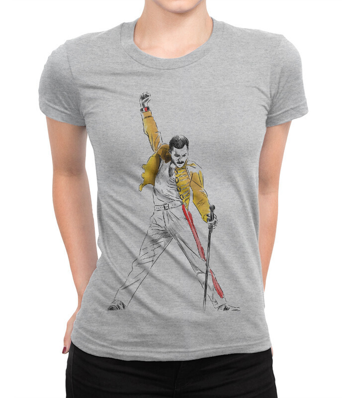 Футболка женская Dream Shirts Фредди Меркьюри Queen 1000699-1 серая 2XL