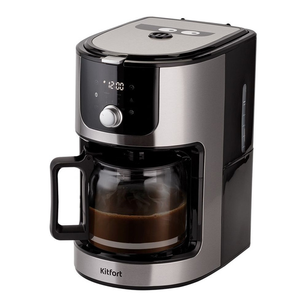 Автоматическая кофемашина Kitfort КТ-782, черный, встроенная кофемолка, LED-дисплей 1,2 ли