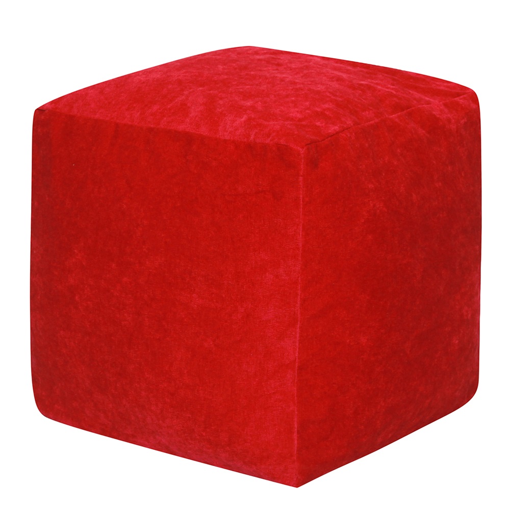 Пуфик Куб Красный Микровельвет (Классический)