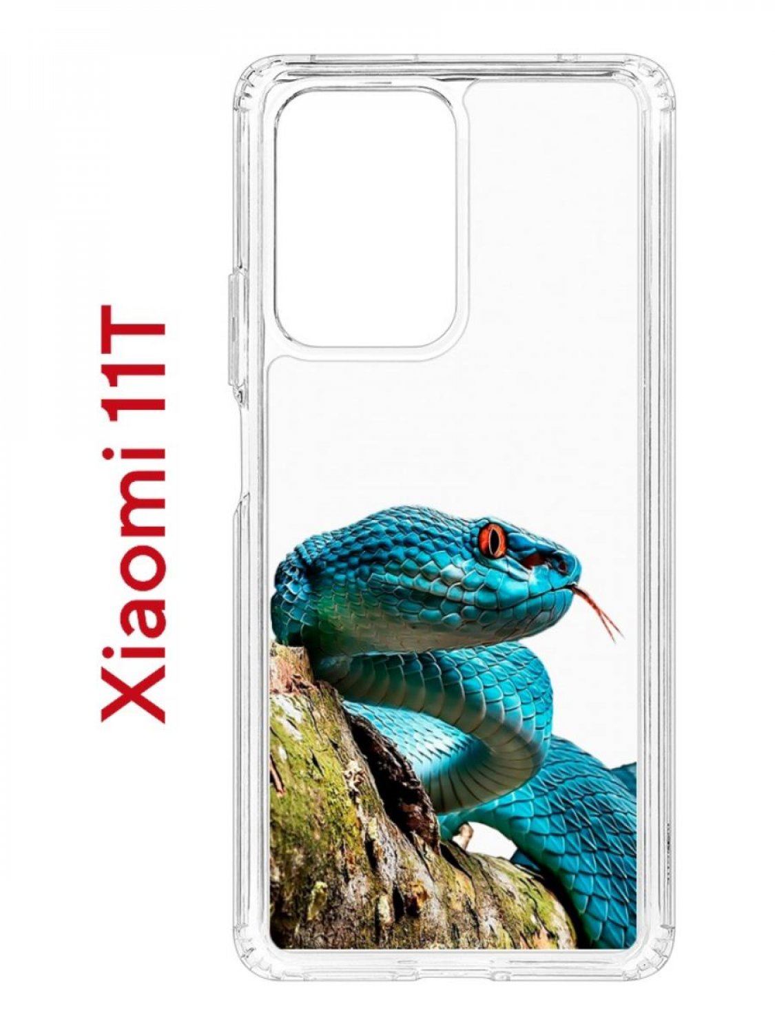 Чехол на Xiaomi 11T/11T Pro Kruche Print Змея,противоударный бампер,с защитой камеры