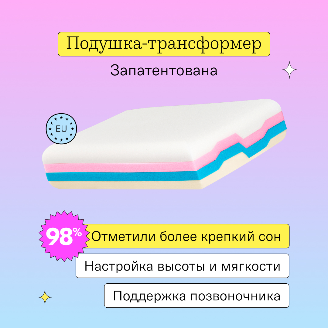 Ортопедическая подушка Somia Original, с эффектом памяти и регулировкой высоты