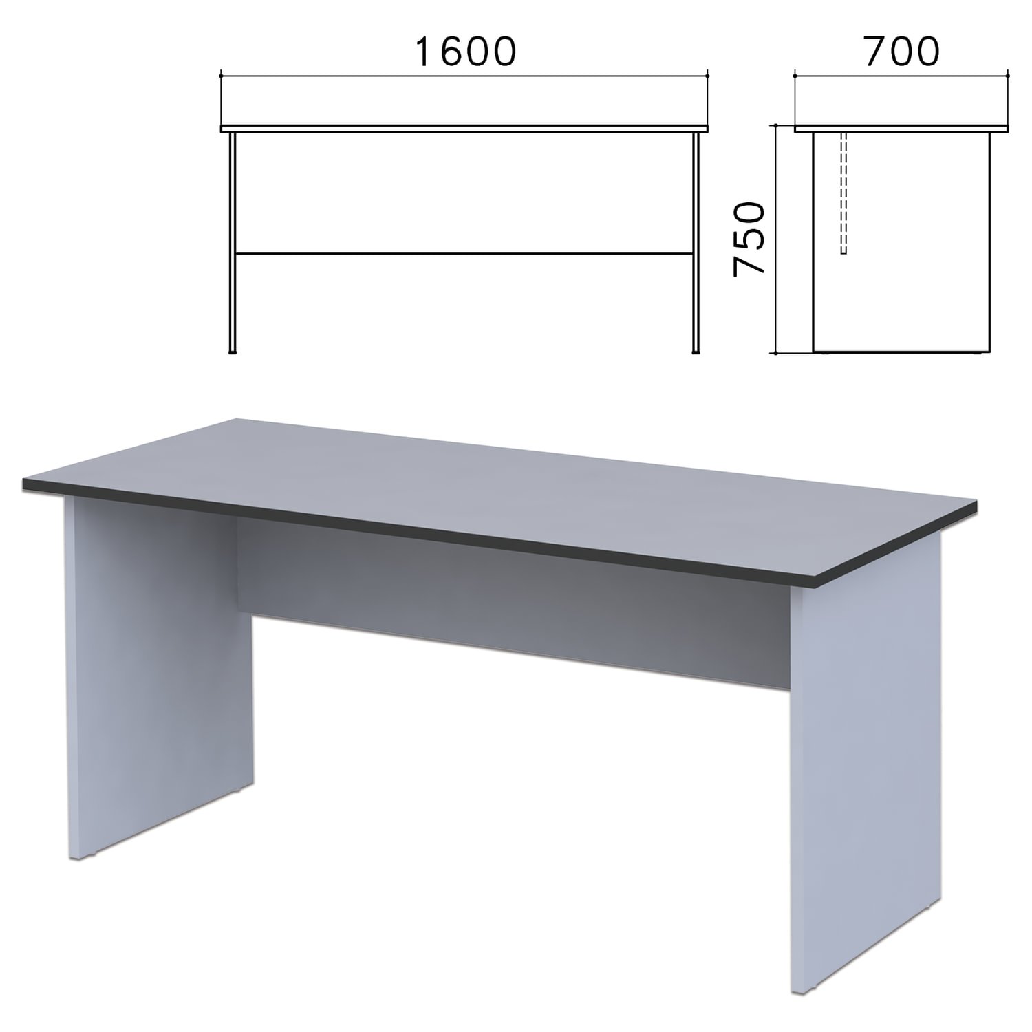Стол письменный Монолит, 160х70х75 см, серый