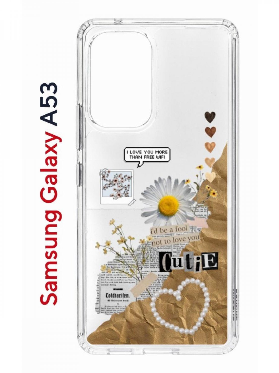Чехол на Samsung A53 5G Kruche Print Крафтовые наклейки,противоударный бампер