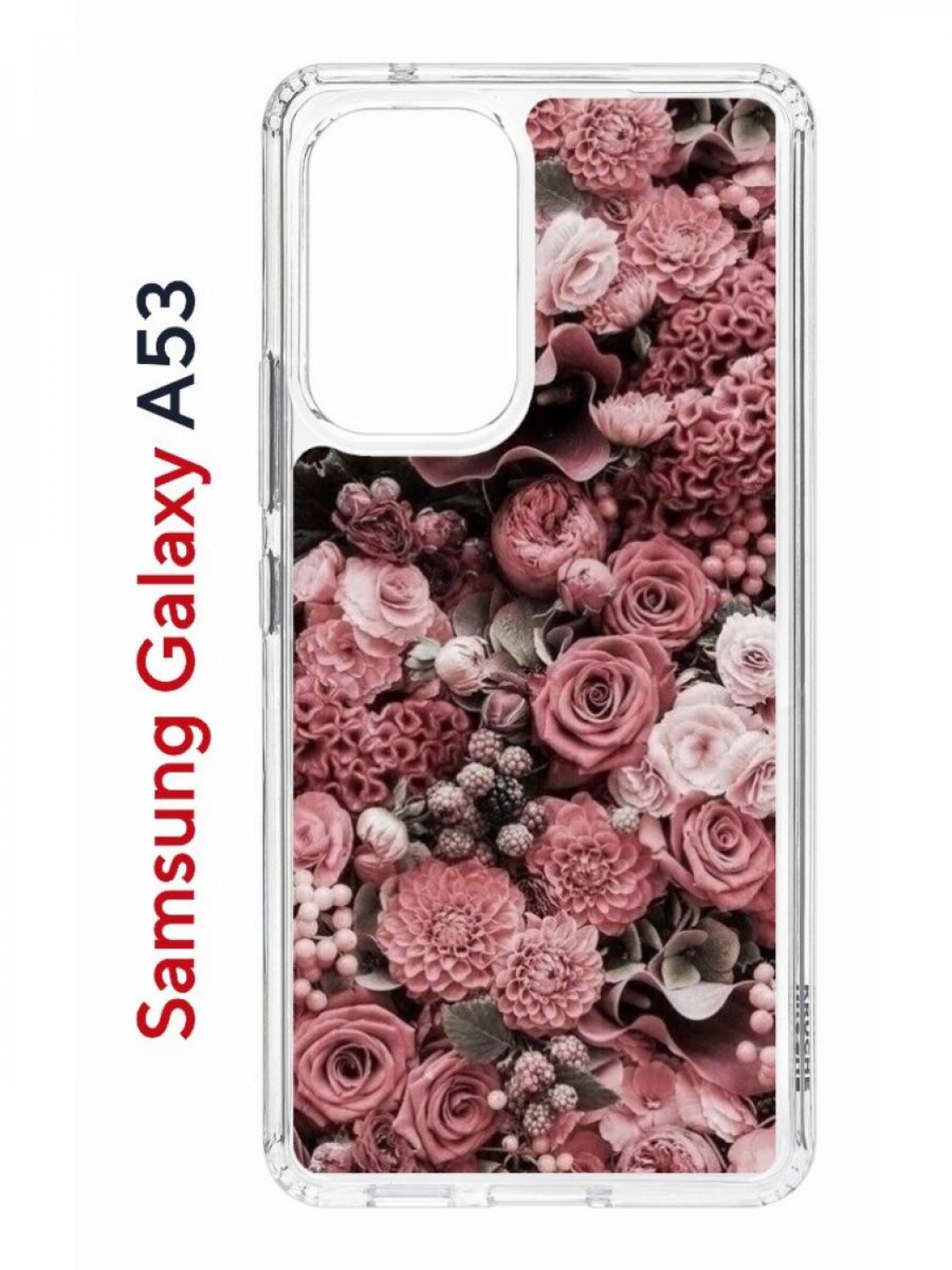 Чехол на Samsung A53 5G Kruche Print цветы,противоударный бампер,с защитой камеры