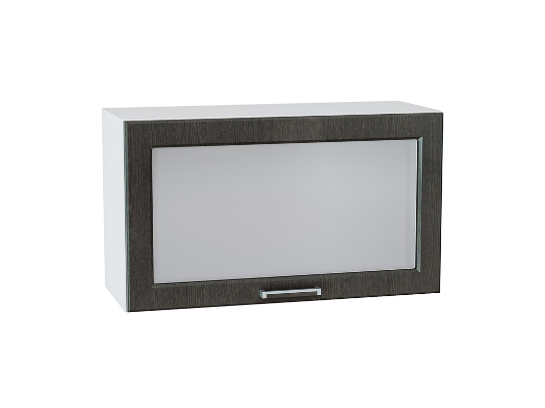 Навесной шкаф горизонтальный 809 со стеклом МС Прага Сурская мебель МДФ  Белый/Венге Ф88Н