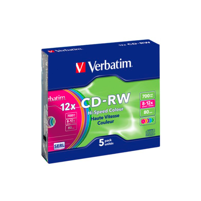 Диск CD-RW Verbatim 700Mb 12x (1шт) (43167)