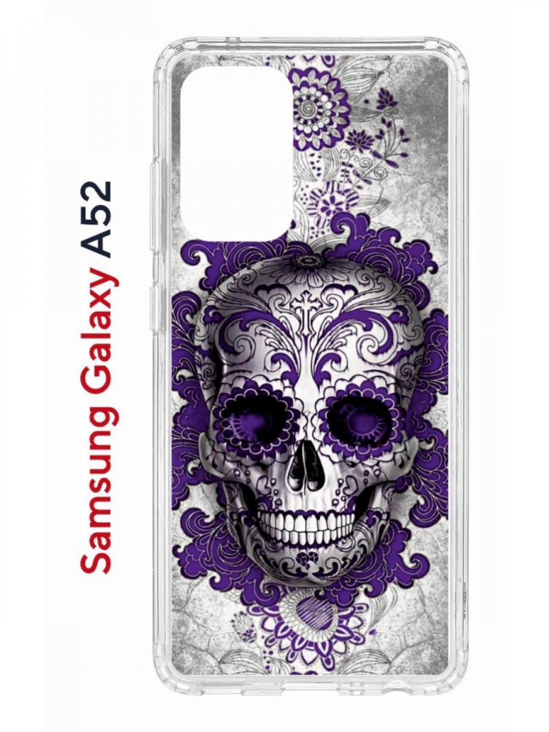 Чехол на Samsung A52 Kruche Print Sugar Skull,противоударный бампер,с защитой камеры