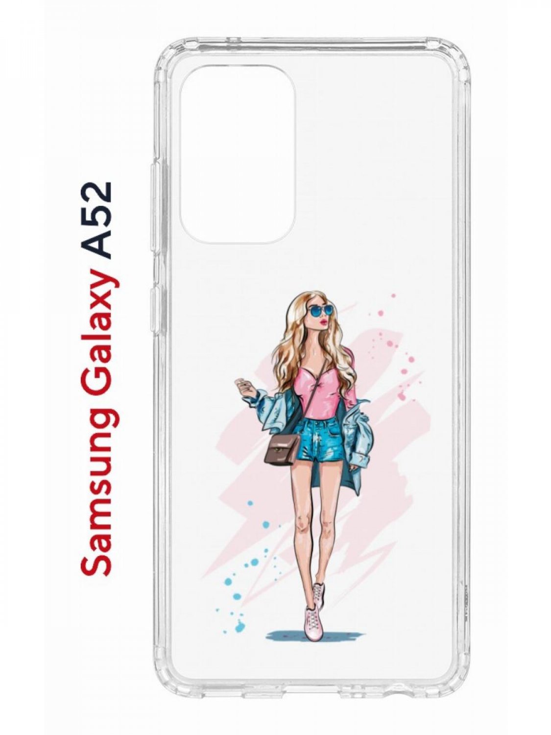 Чехол на Samsung A52 Kruche Print Fashion Girl,противоударный бампер,с защитой камеры