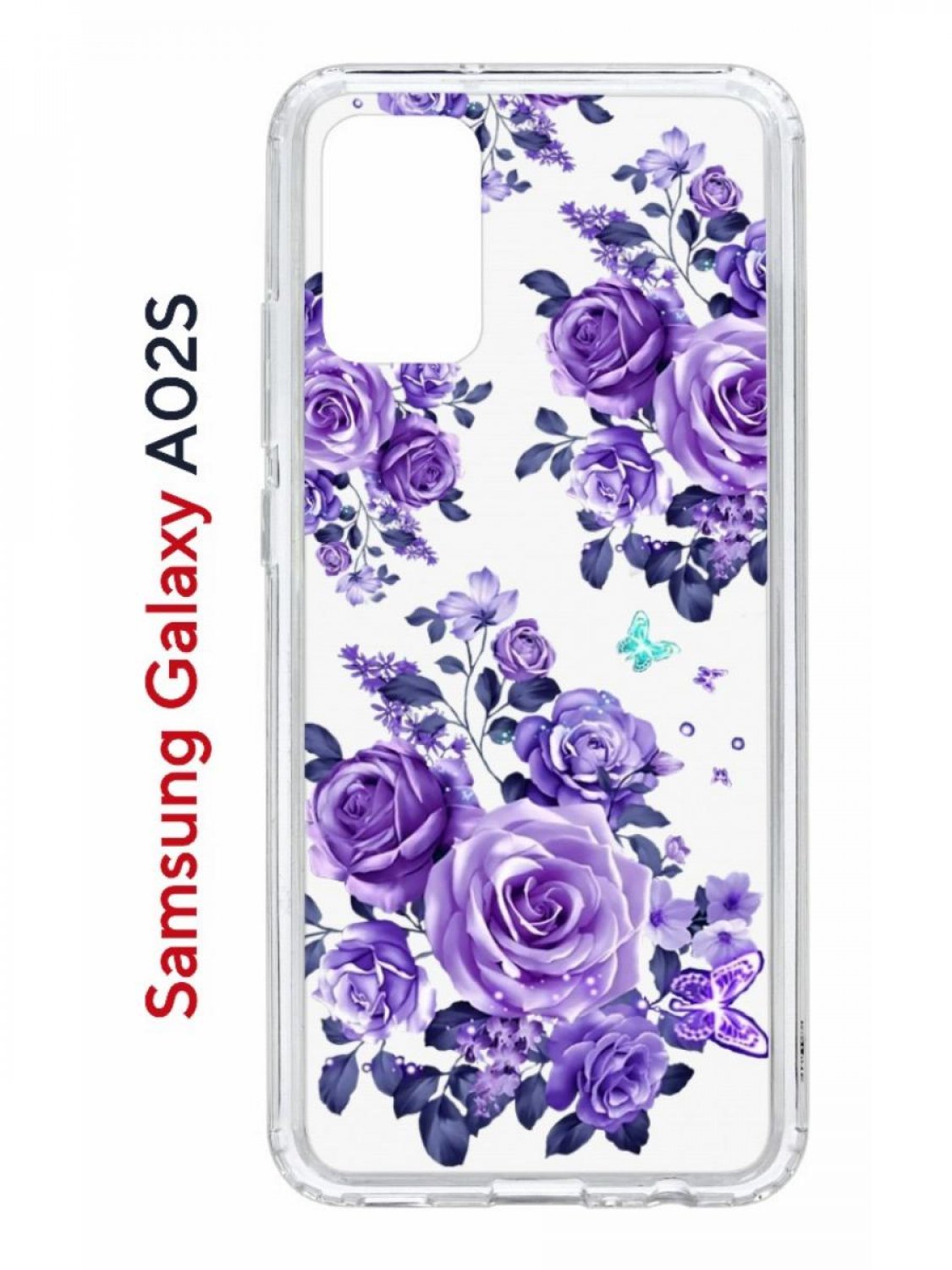 Чехол на Samsung Galaxy A02s с принтом Kruche Print Roses, противоударный бампер