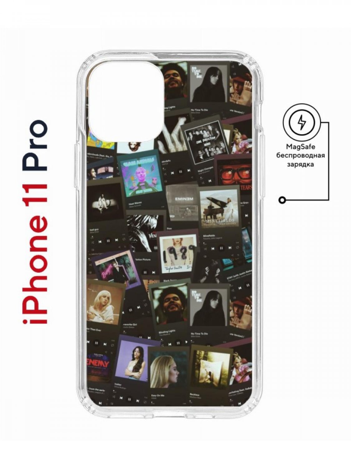 Чехол на iPhone 11 Pro MagSafe с принтом Kruche Print Плейлисты противоударный с магнитом
