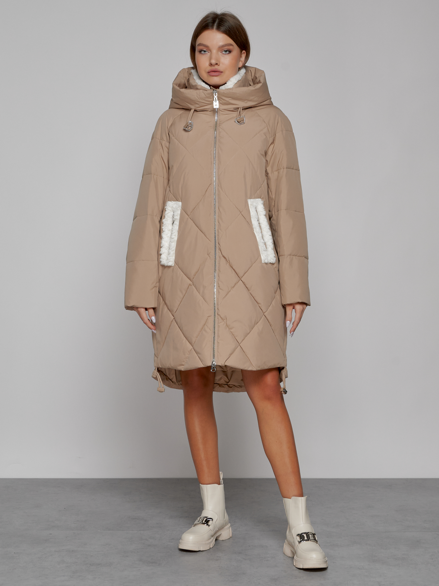 Пальто женское MTFORCE 51128 коричневое XL