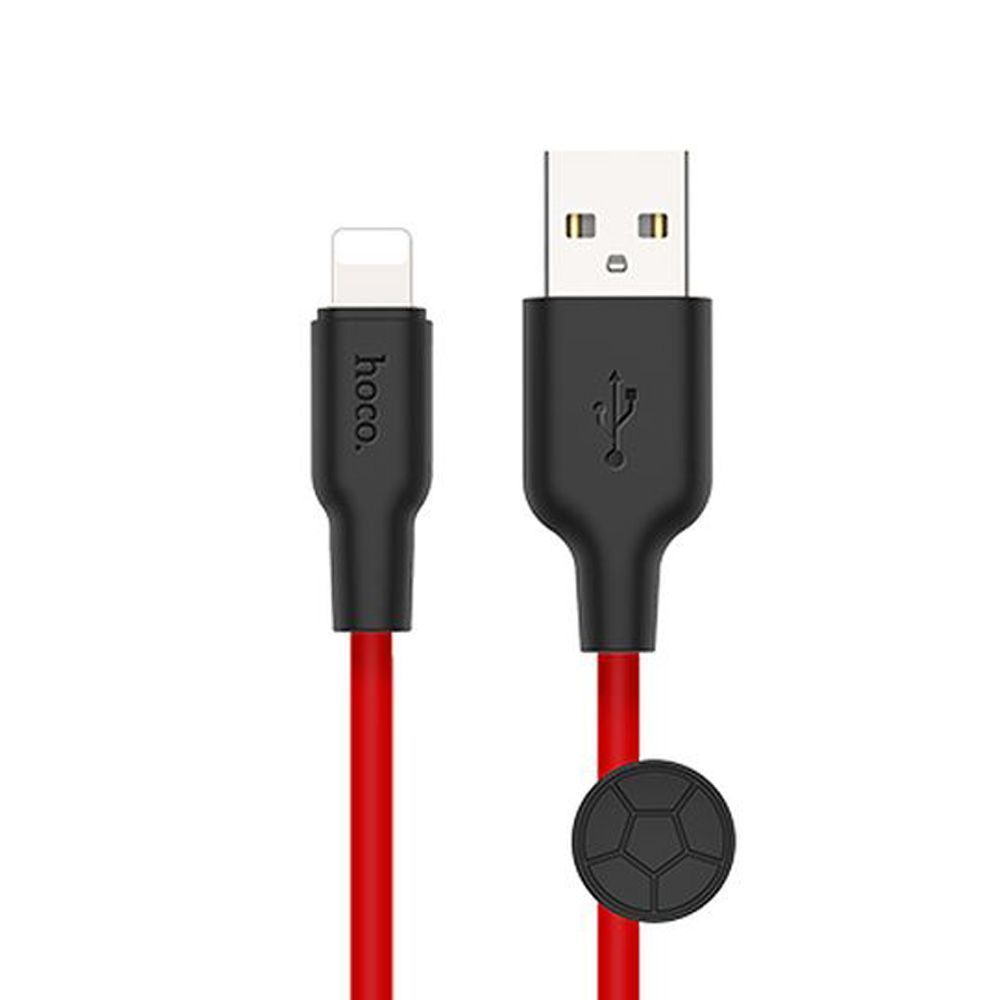 Кабель USB Lightning Hoco X21 Plus 0,25M 2.4A  черно-красный
