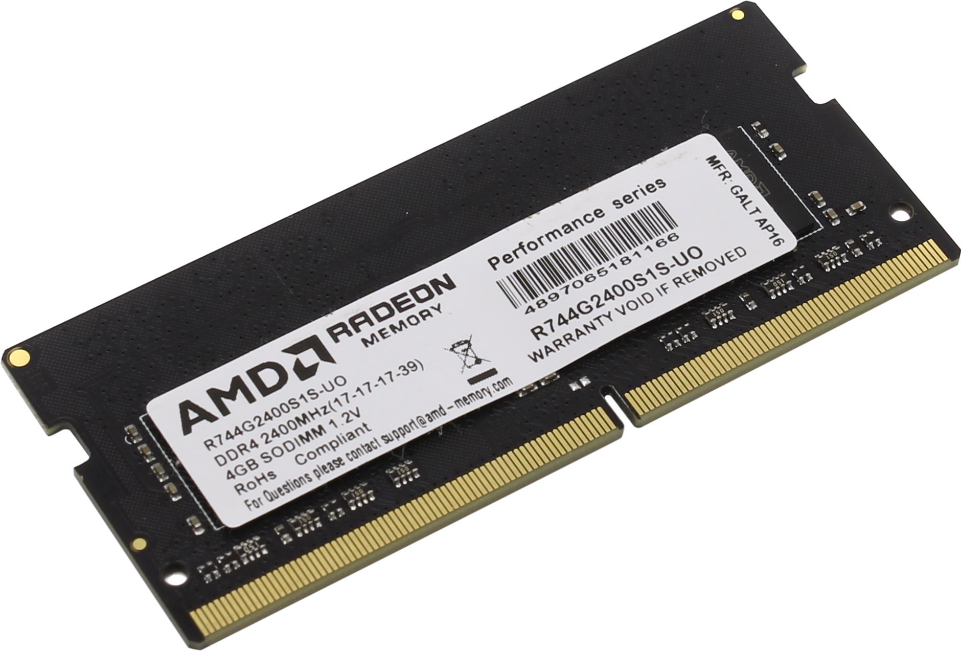 Оперативная память AMD 4Gb DDR4 2400MHz SO-DIMM (R744G2400S1S-U)