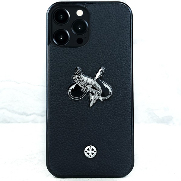 Чехол iPhone 13 mini - Euphoria Fishing Black Leather - Euphoria HM Premium