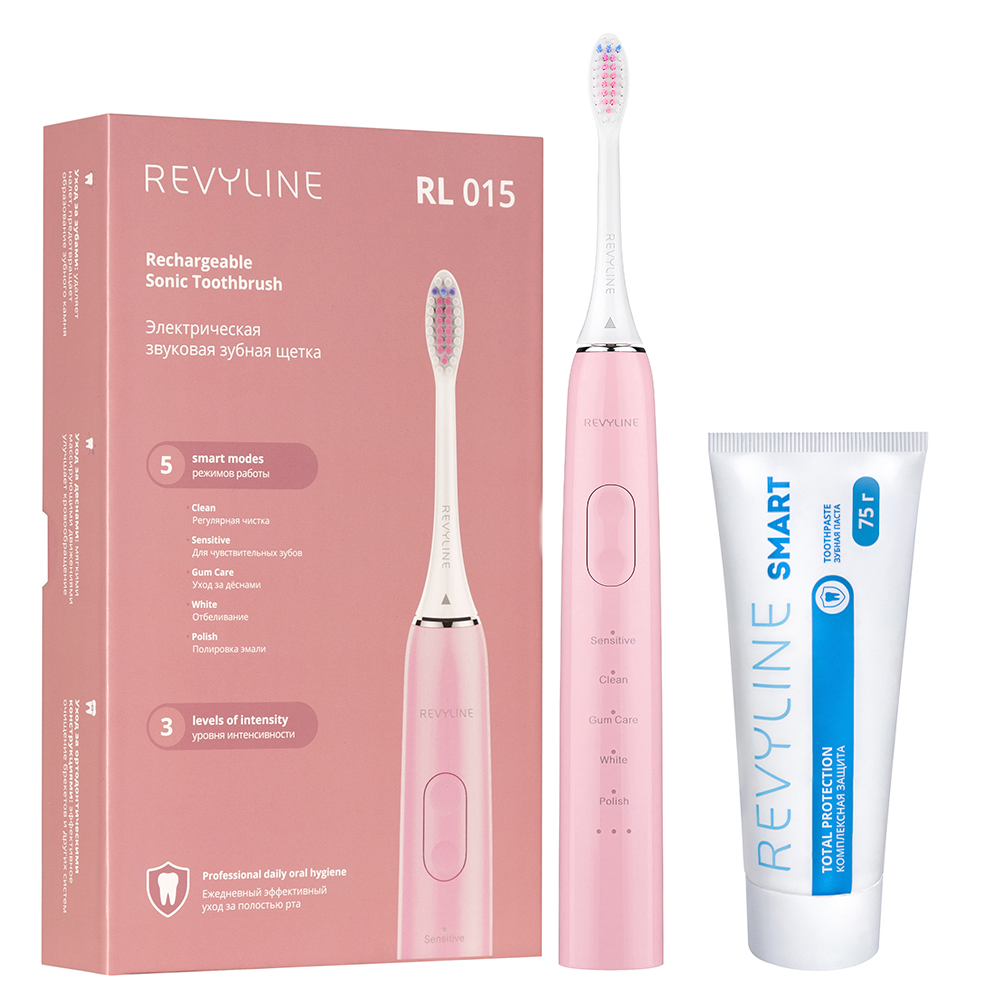 Электрическая зубная щетка Revyline RL 015+зубная паста розовый