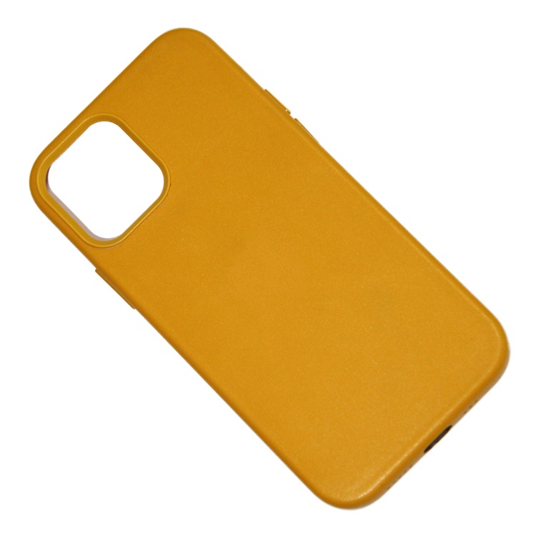 Чехол Leather MagSafe для iPhone 12 Pro Max премиум, золотой апельсин