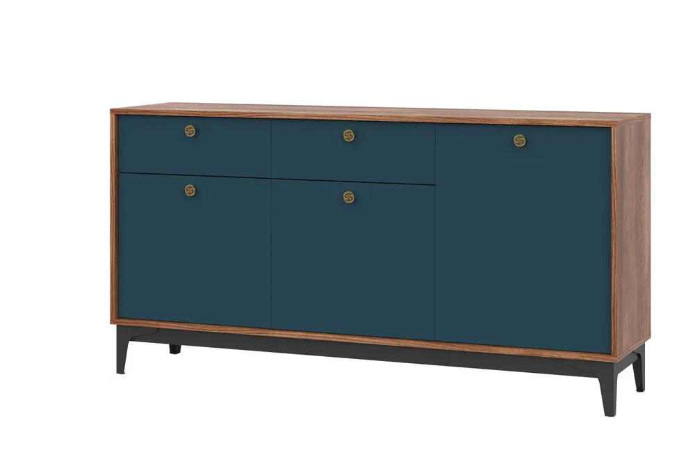 Комод НК-мебель BRASS KM-1, Синий, 153.8х39x80 см