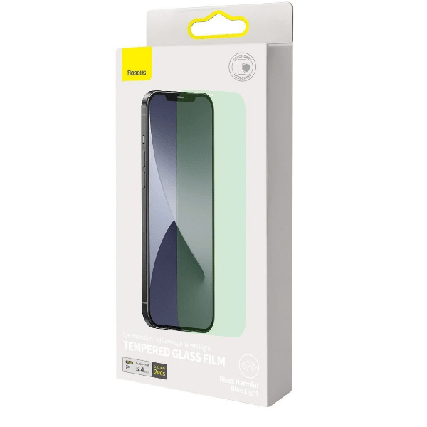 Защитное стекло iphone 12 Mini (5.4) Baseus Block Harmful Green Light Glass 0.15mm 2 шт