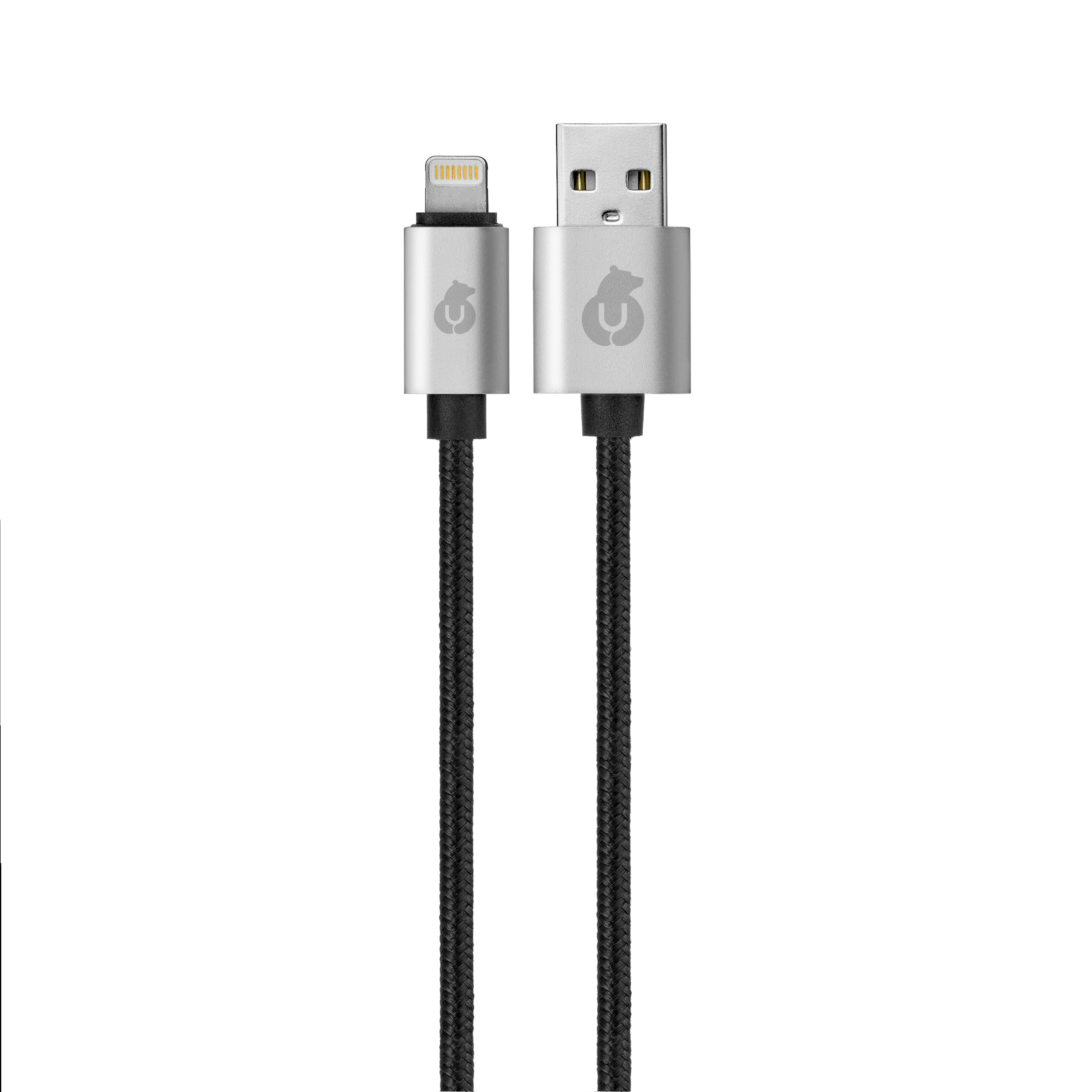 Кабель uBear Lightning - USB, 1 метр, нейлоновая оплетка. Цвет: черный.