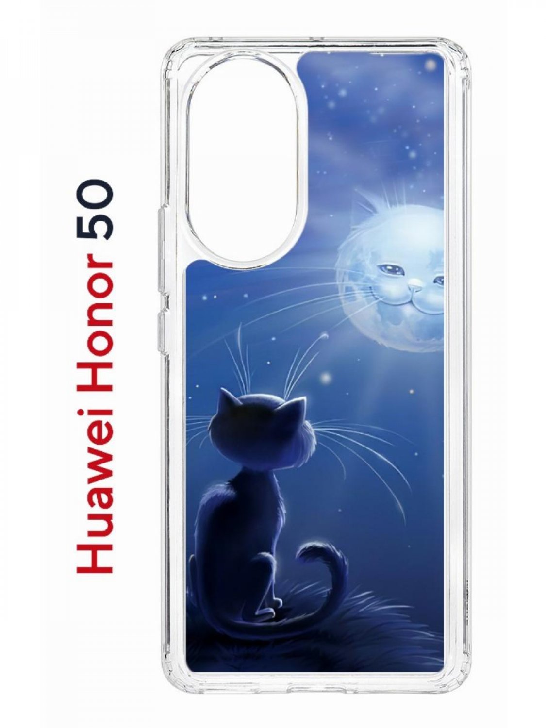 Чехол на Honor 50, Huawei Nova 9 с принтом Kruche Print Лунный кот, противоударный бампер