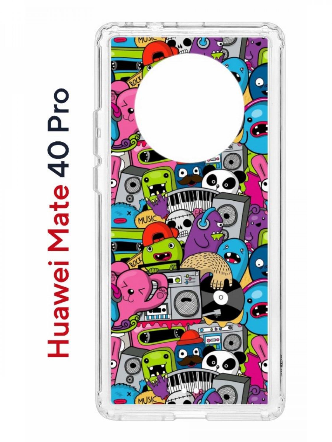 Чехол на Huawei Mate 40 Pro с принтом Kruche Print Monsters music, противоударный бампер