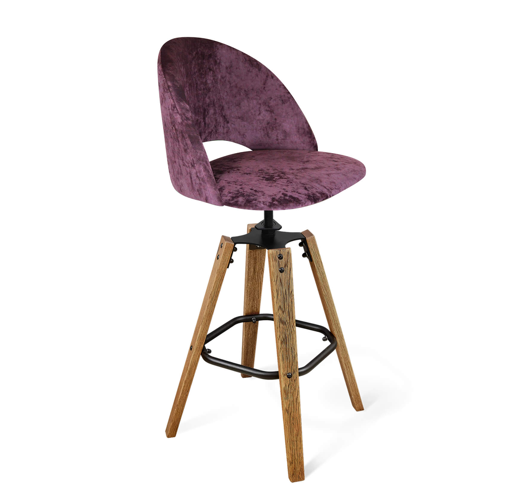 Барный стул Sheffilton SHT-ST34/S93, вишневый джем/брашированный коричневый/чёрный муар