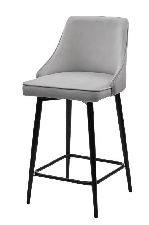 Полубарный стул M-CITY ПАРКЕР механизм 360° H-09 Светло-серый, велюр / черный каркас