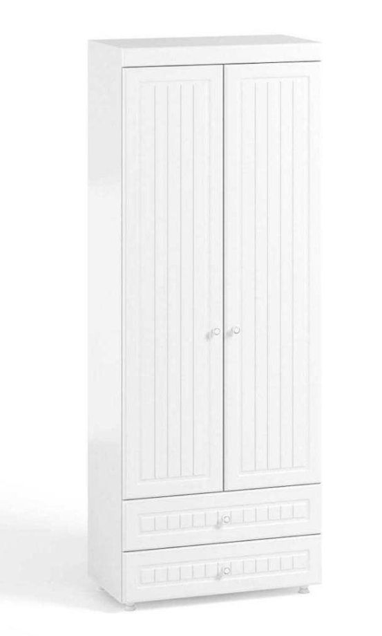 Шкаф 2дв (410) с 2 Малыми глухими дверьми и ящиками Катрин-К МН-44 Монако Белое дерево