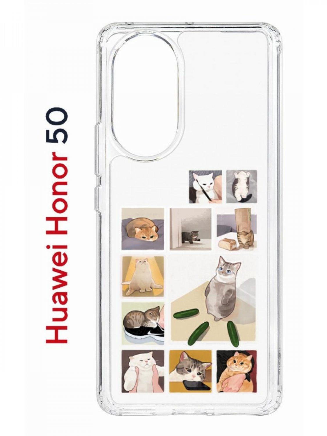 Чехол на Honor 50, Huawei Nova 9 с принтом Kruche Print Коты-Мемы, противоударный бампер