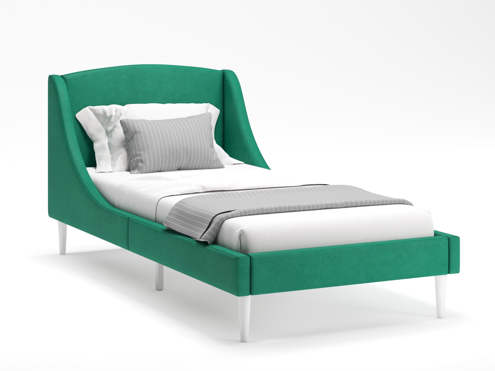 Кровать MONOFIX ЛОТТИ 90х200 см, микровелюр, зеленый