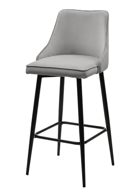 Барный стул M-CITY ПАРКЕР механизм 360° H-09 Светло-серый, велюр / черный каркас