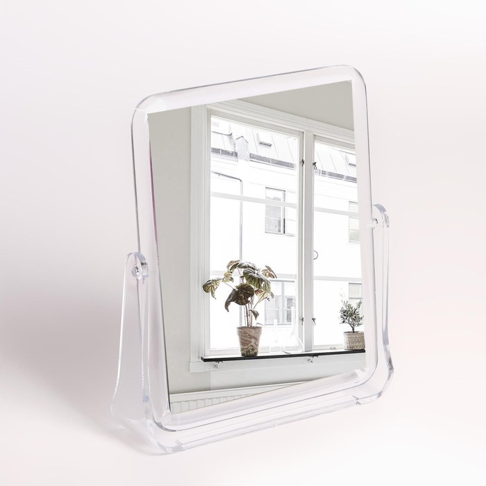Зеркало настольное, зеркальная поверхность 12x15 см, цвет прозрачный