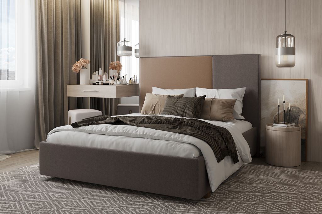 Кровать двуспальная MyCloud Джордан, серый, 200x190см