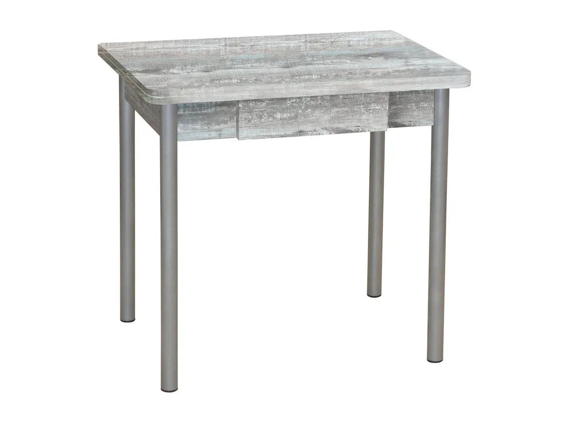Стол обеденный Катрин-К ЭКО 80*60 с ящиком, бетон пайн темный/серебристый металлик