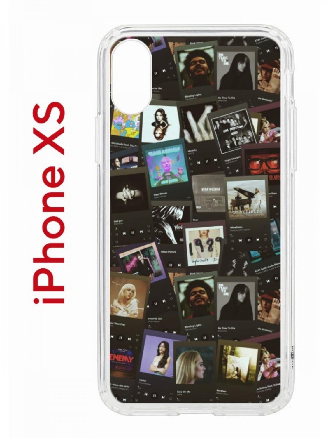 Чехол на iPhone X, Xs с принтом Kruche Print Плейлисты, бампер с защитой камеры
