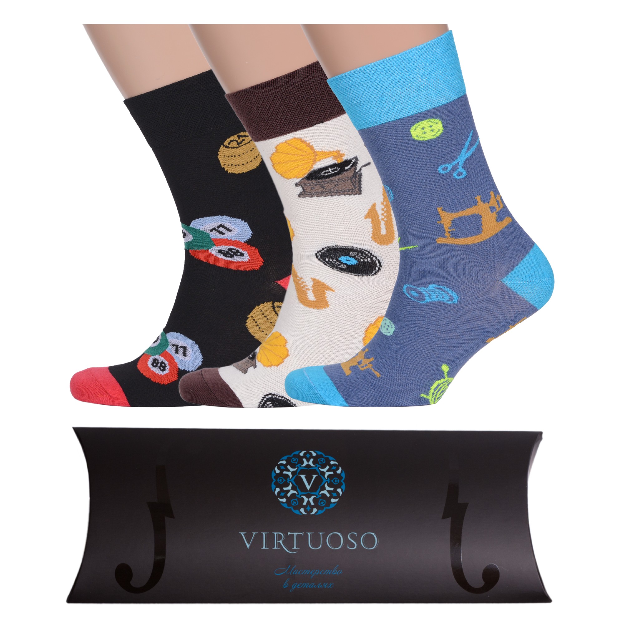Набор носков мужских VIRTUOSO Ви3-5564-2 разноцветных 29 (44-46)