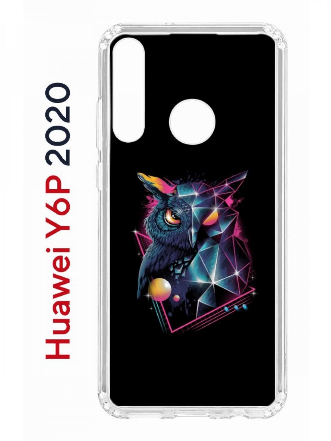Чехол на Huawei Y6p 2020 с принтом Kruche Print Retro Owl, противоударный бампер