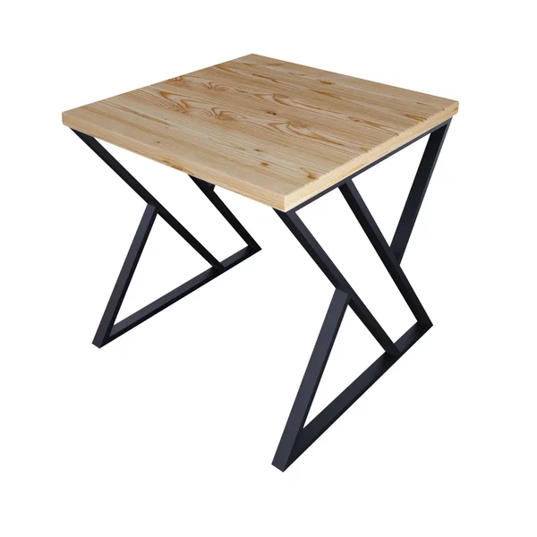 Стол кухонный Solarius Loft с Z-образными ножками 60x60х75, без шлифовки с черными ножками