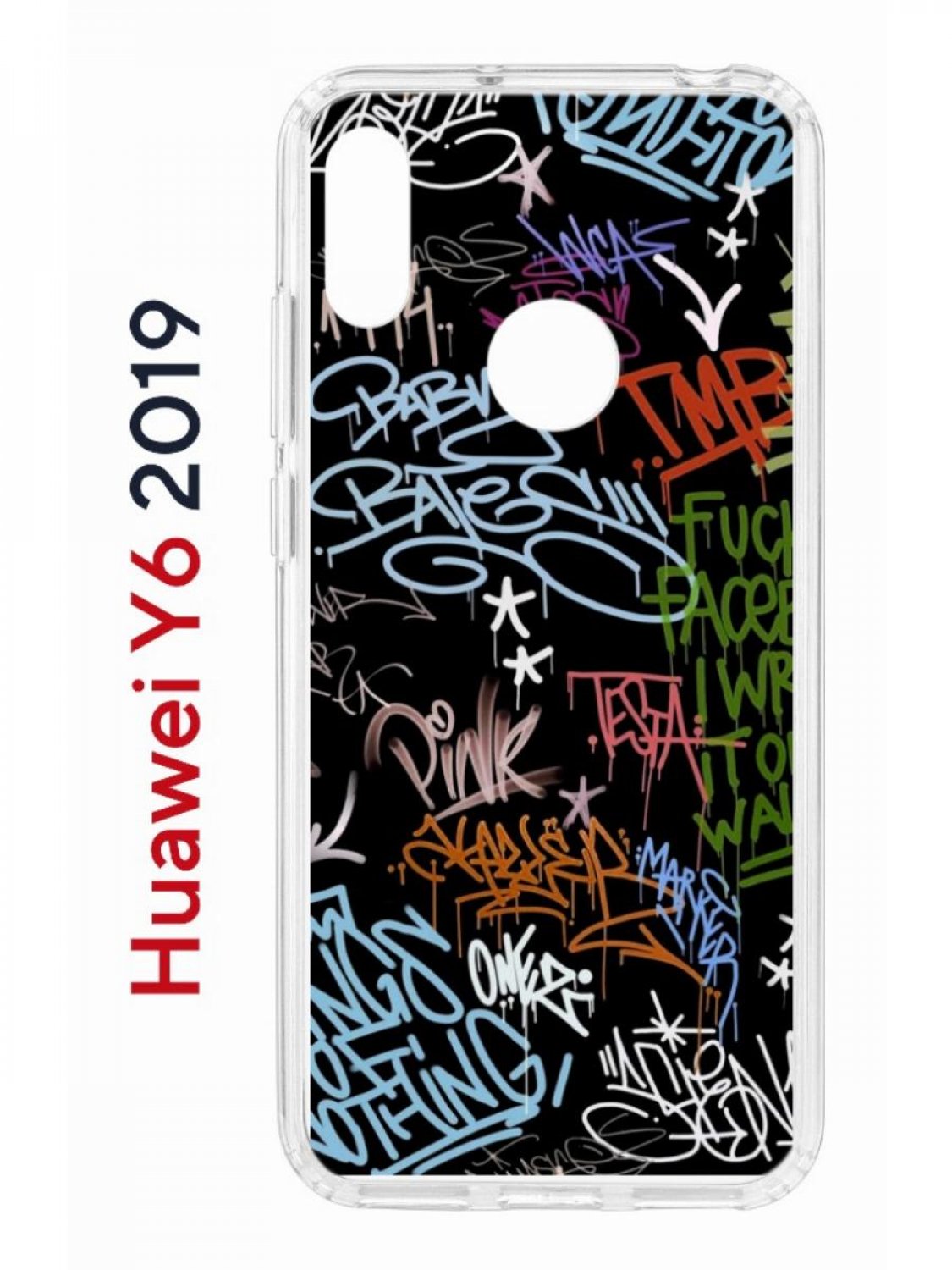 Чехол на Huawei Y6 2019,Honor 8A с принтом Kruche Print Граффити, противоударный бампер