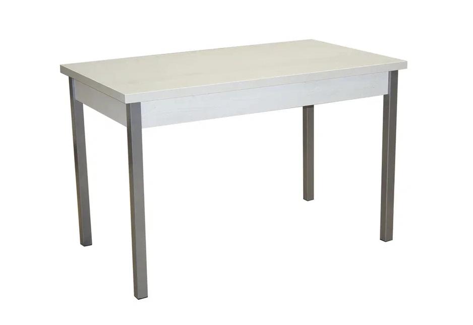 Стол обеденный раздвижной Катрин-К Бродвей бетон пайн белый, серебристый металлик