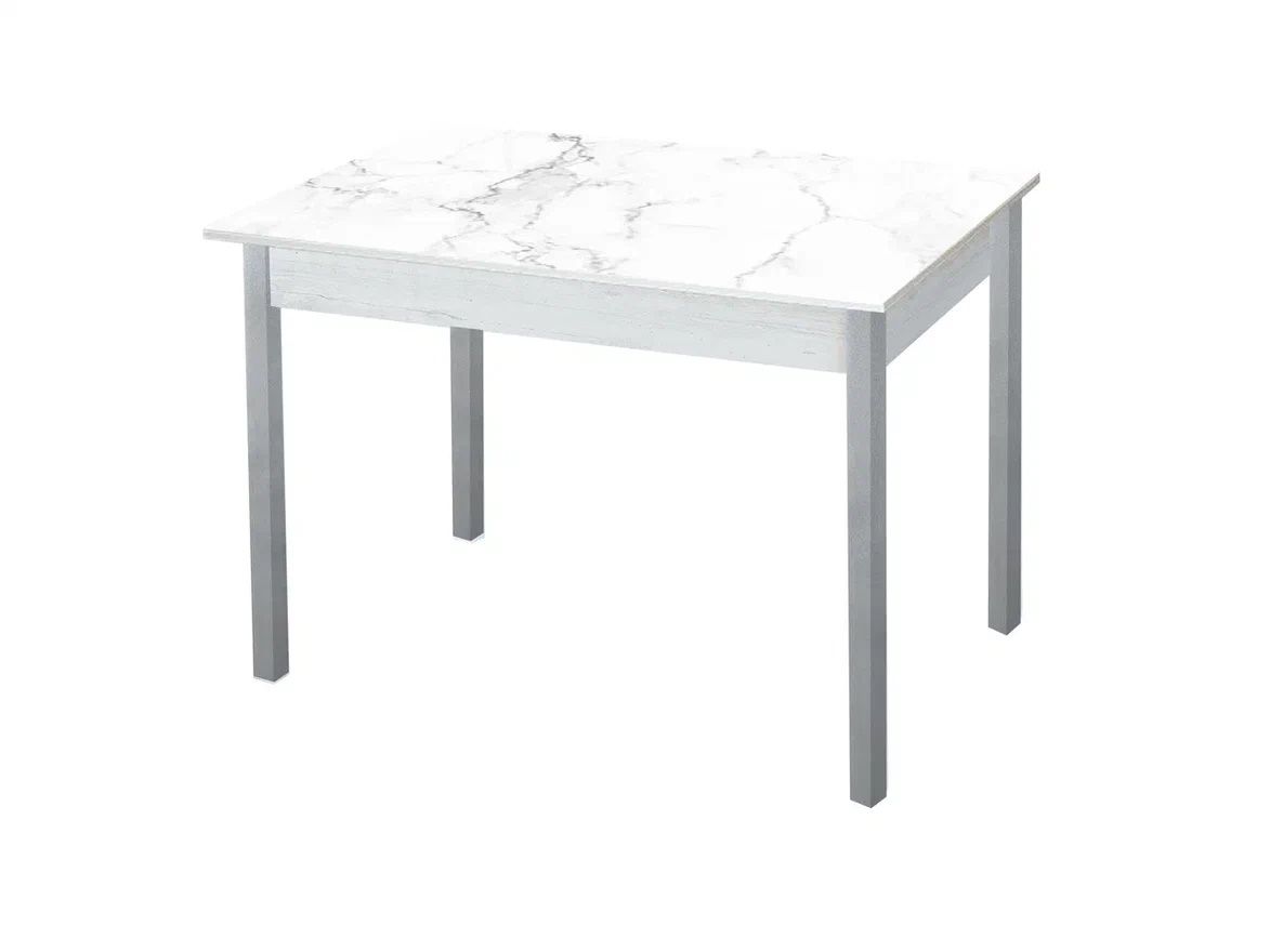 Стол обеденный Катрин-К Альфа Бетон белый фотопечать Белый мрамор/серебристый металлик