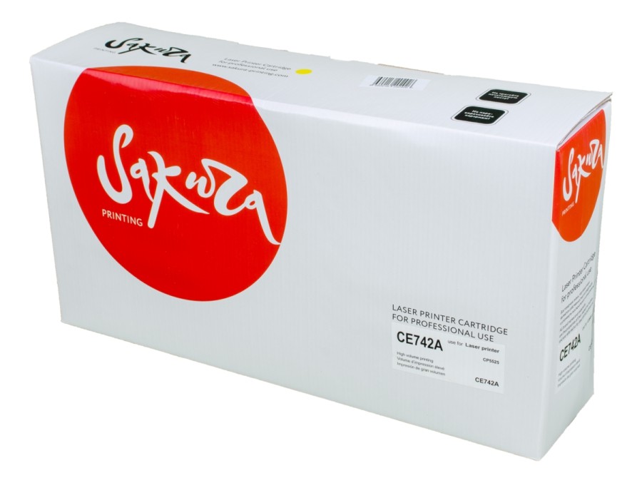 Картридж для лазерного принтера SAKURA CE742A SACE742A Yellow, совместимый