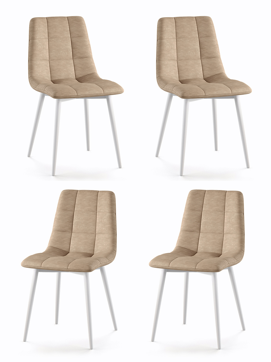 Комплект стульев для кухни DecoLine Чили 4 шт., микрофибра Aloba, каркас белый металл