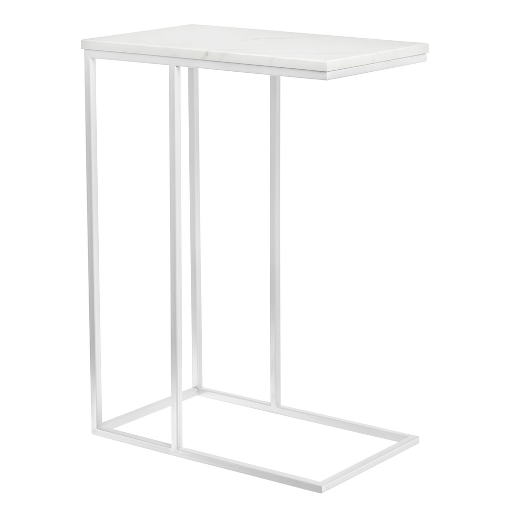 Придиванный столик BRADEXHOME Loft 50x30 см Белый мрамор/Белые ножки