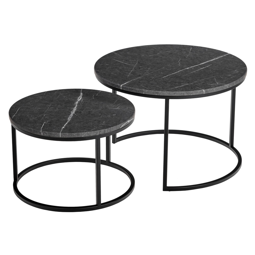 Набор кофейных столиков BRADEXHOME Tango Серый мрамор/Ножки черные