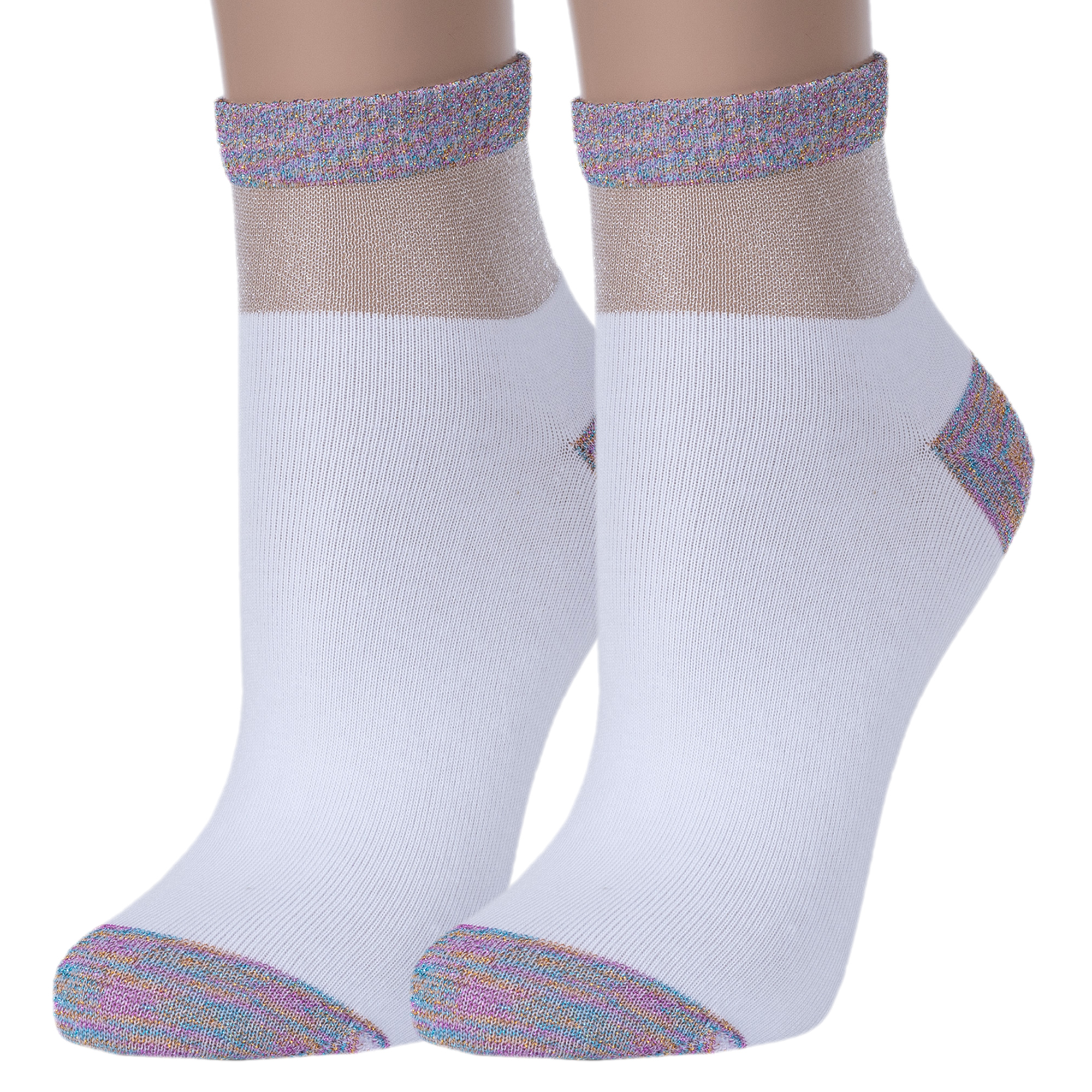 Комплект носков женских Conte 2-20С-5СП белых; фиолетовых; серебристых 23