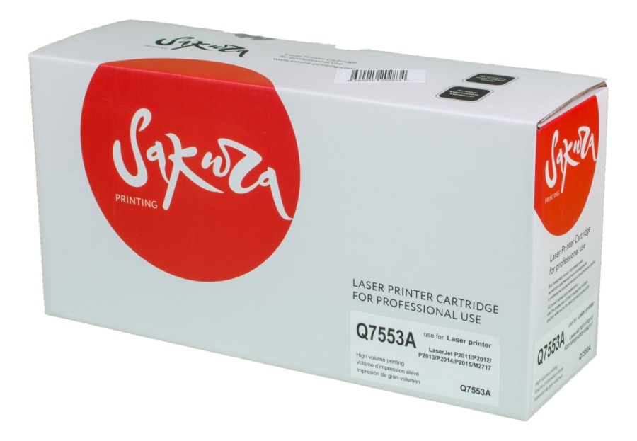 Картридж для лазерного принтера SAKURA Q7553A SAQ7553A Black, совместимый
