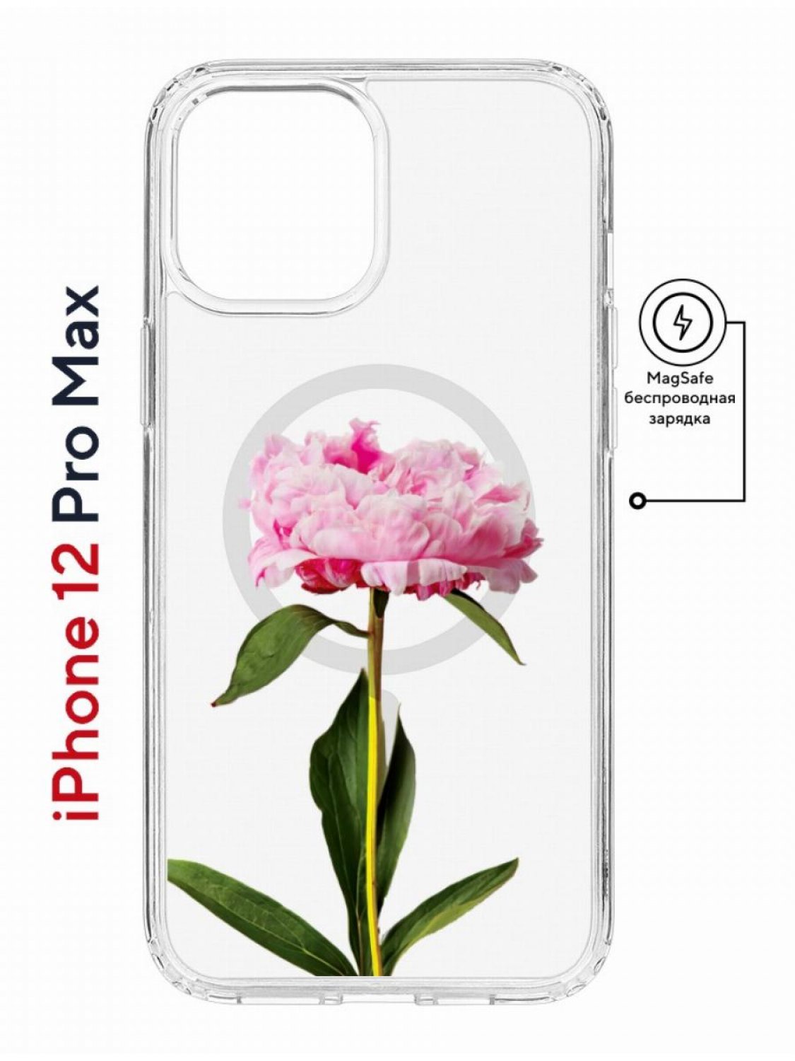 Чехол на iPhone 12 Pro Max MagSafe с принтом Kruche Print Пион противоударный с магнитом