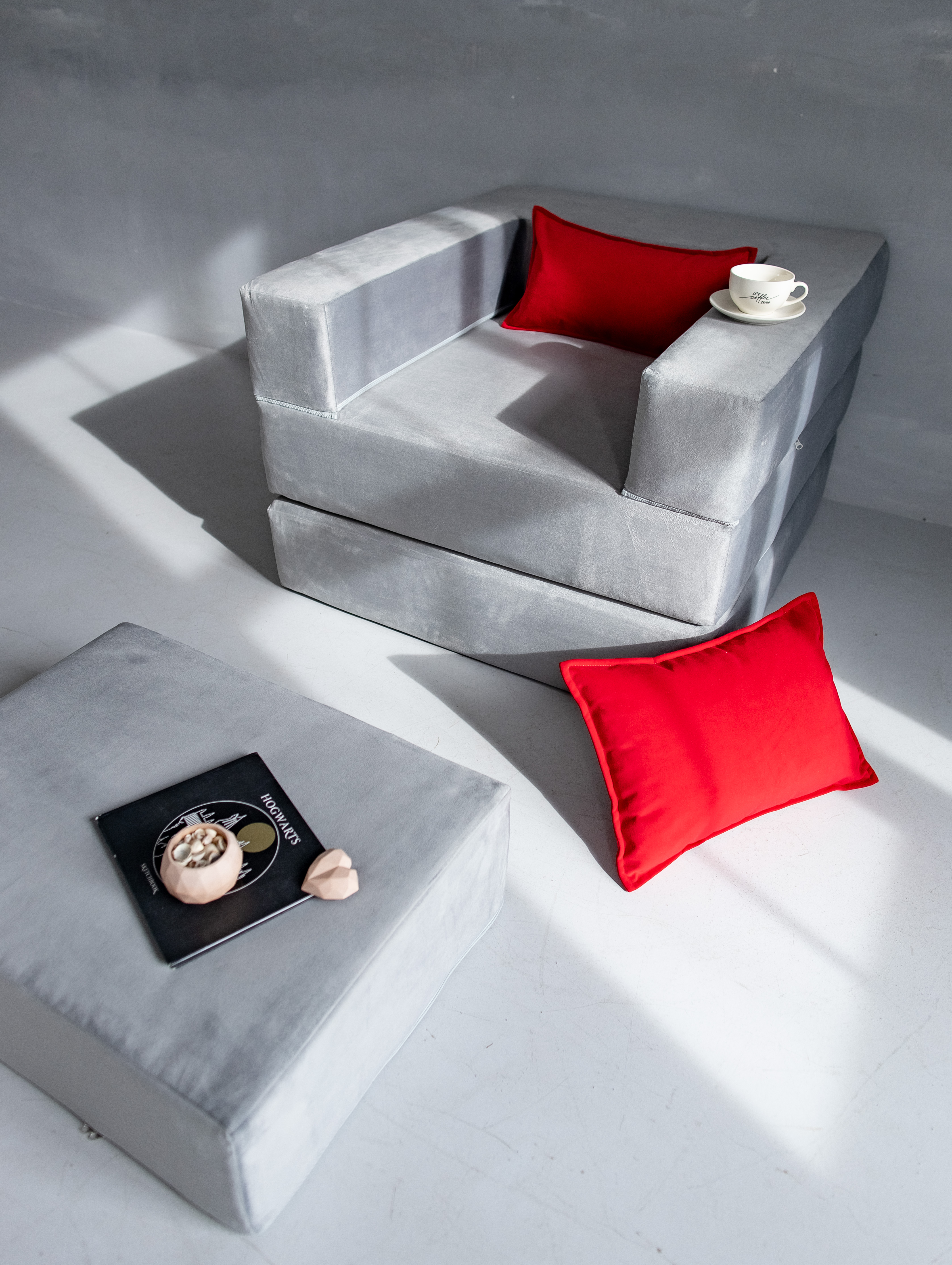 Кресло-кровать бескаркасное, раскладное Miella ELLA, серый