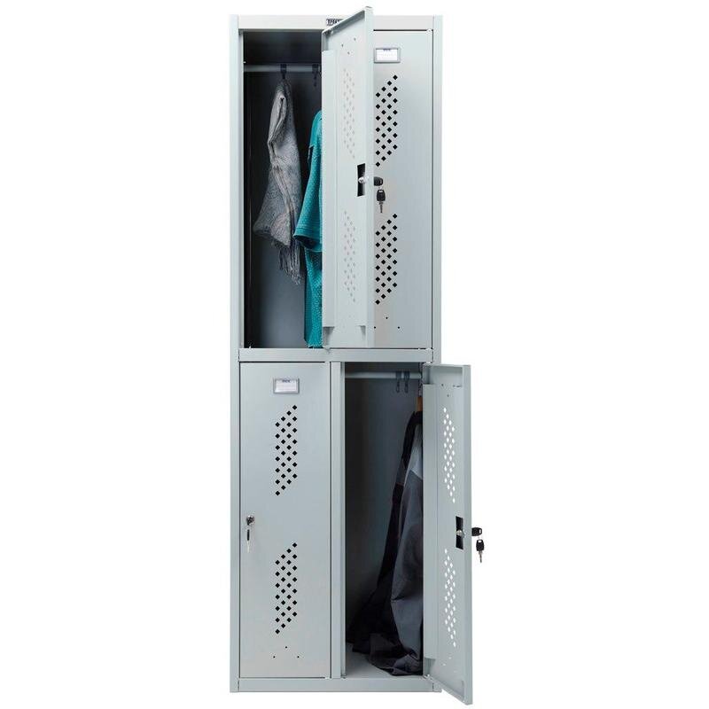 Шкаф для одежды металлический Практик Стандарт LS-22 4 отделения, 1436690